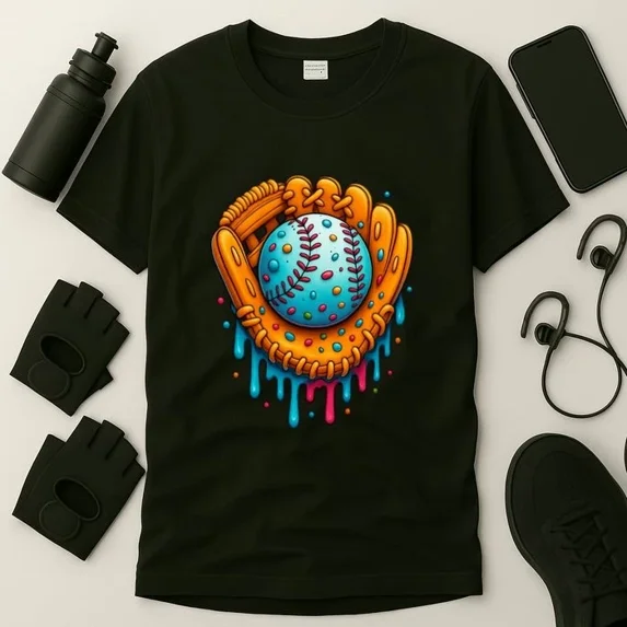 Cool Ice Cream Drip Baseball Glove T-Shirt - Walmart.com