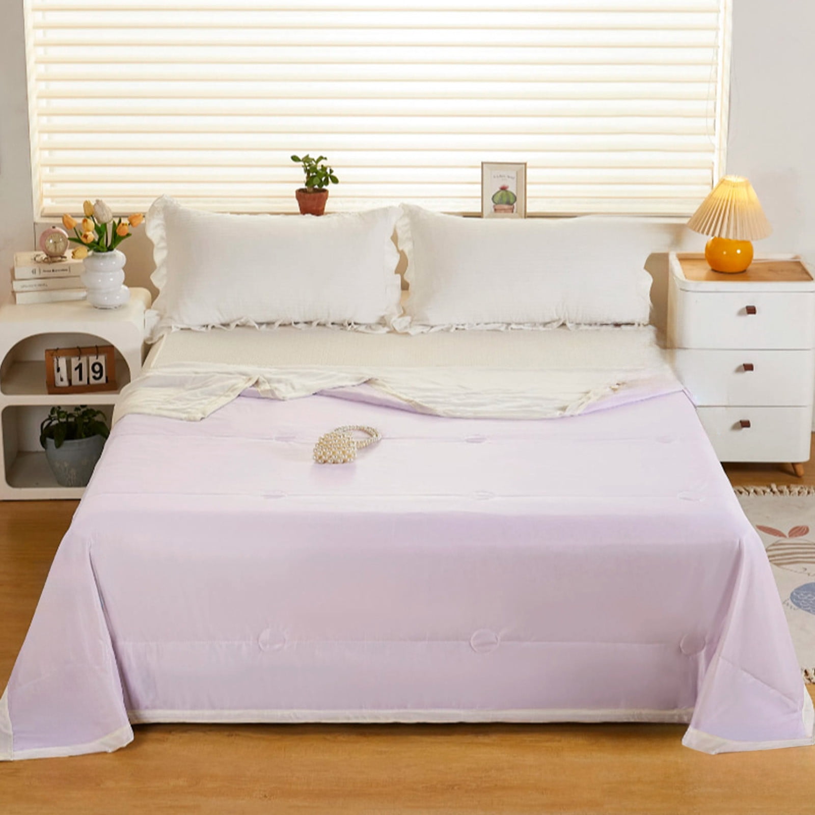 Cool Ice Silk Quilt, Breathable Air Conditioning Quilt, Thin Comfortable Design, Solid Color ...