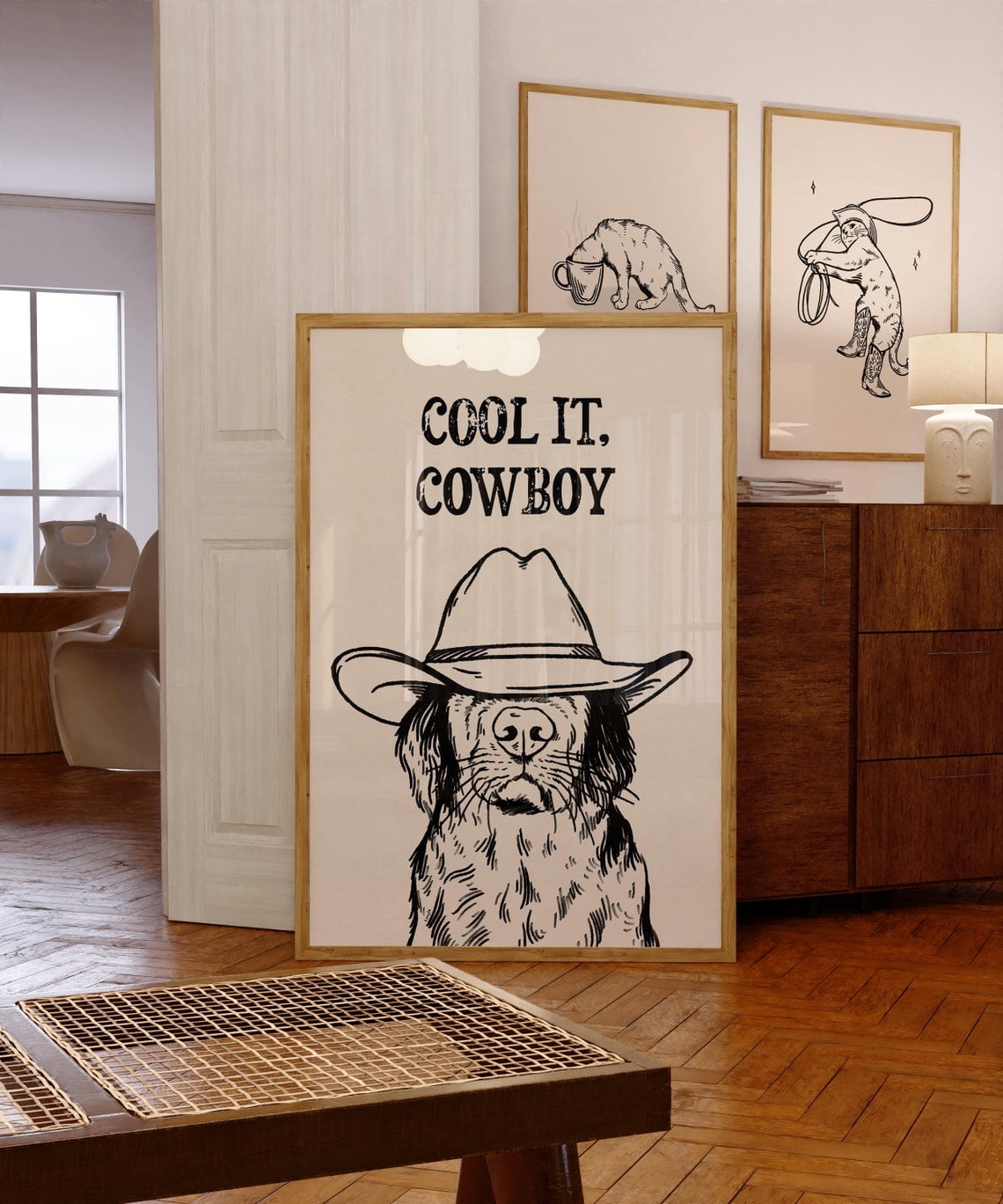 Cool It Cowboy Dog Wall Art Print, Unframed Paper Poster 24x36in ...