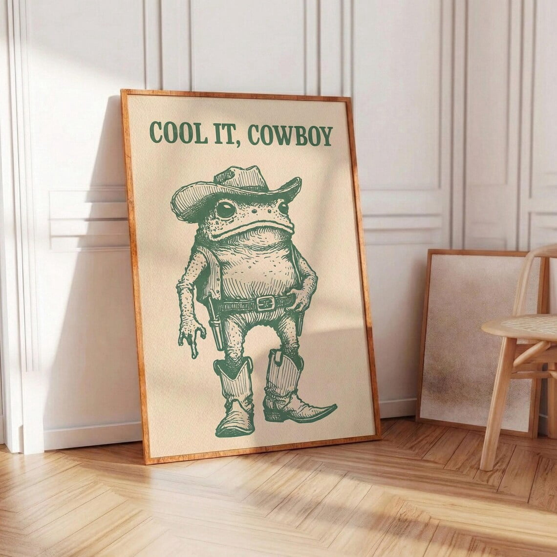 Cool It Cowboy Frog Western Nursery Kids Room Decor Retro Green Toad ...