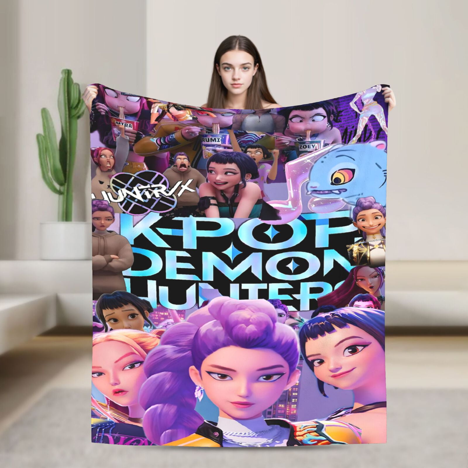 Cool K-Pop Demon Anime Hunter Super Soft Flannel Blanket For Sofa Couch ...