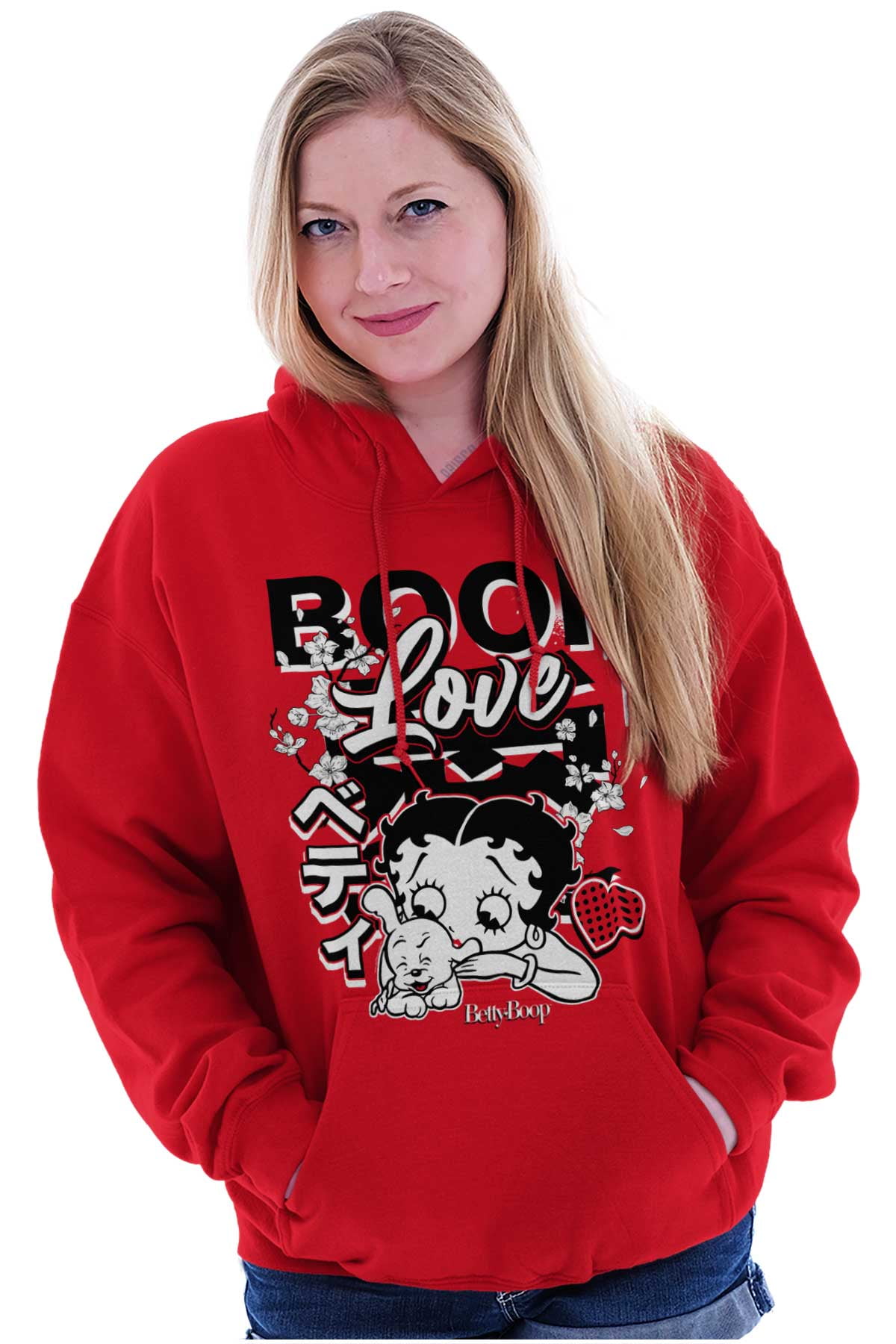 Cool Kanji Style Betty Boop Love Women Plus Size Hoodie Brisco Brands ...