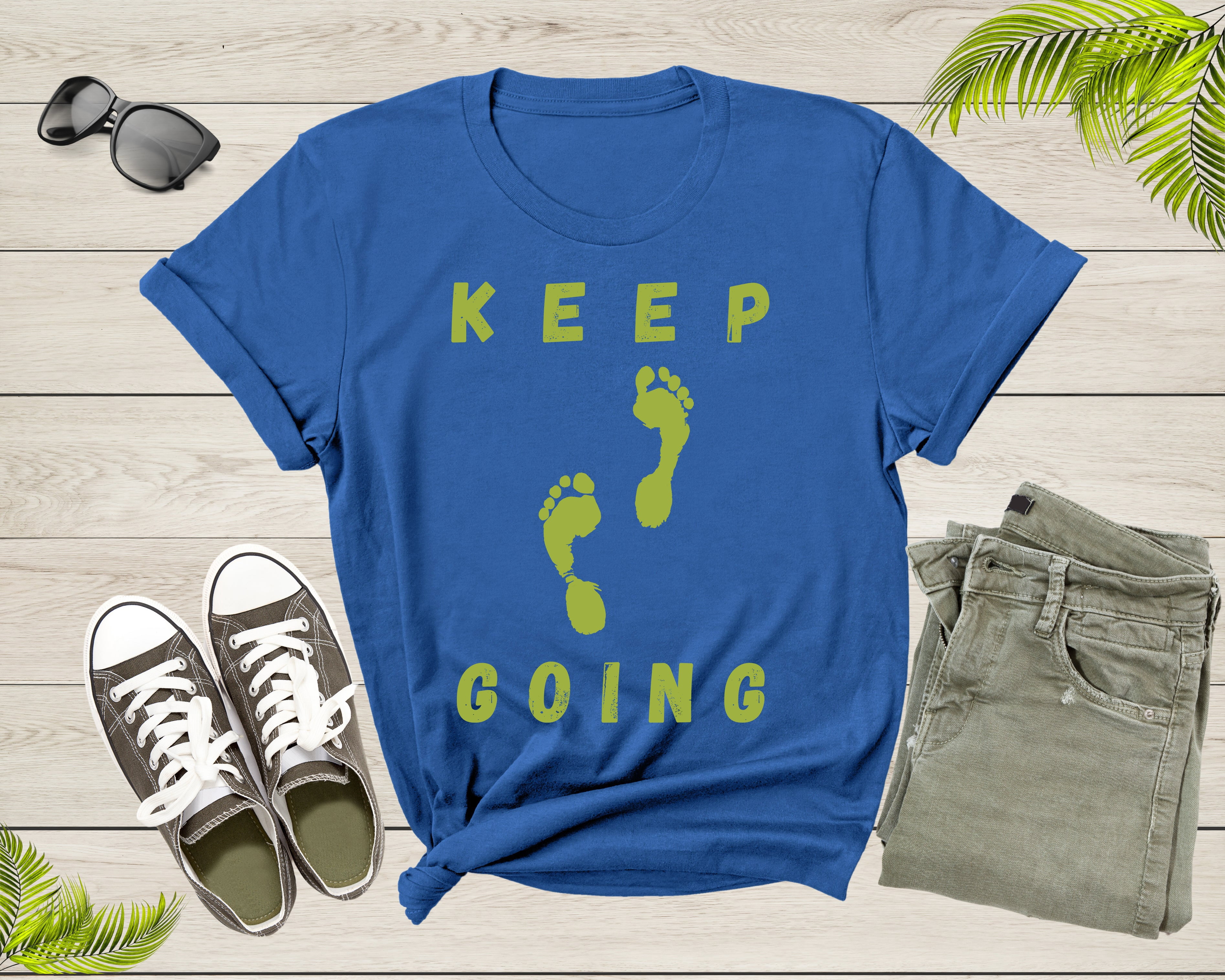 Cool Keep Going Motivational Quote Meme Walking Footprints T-Shirt ...