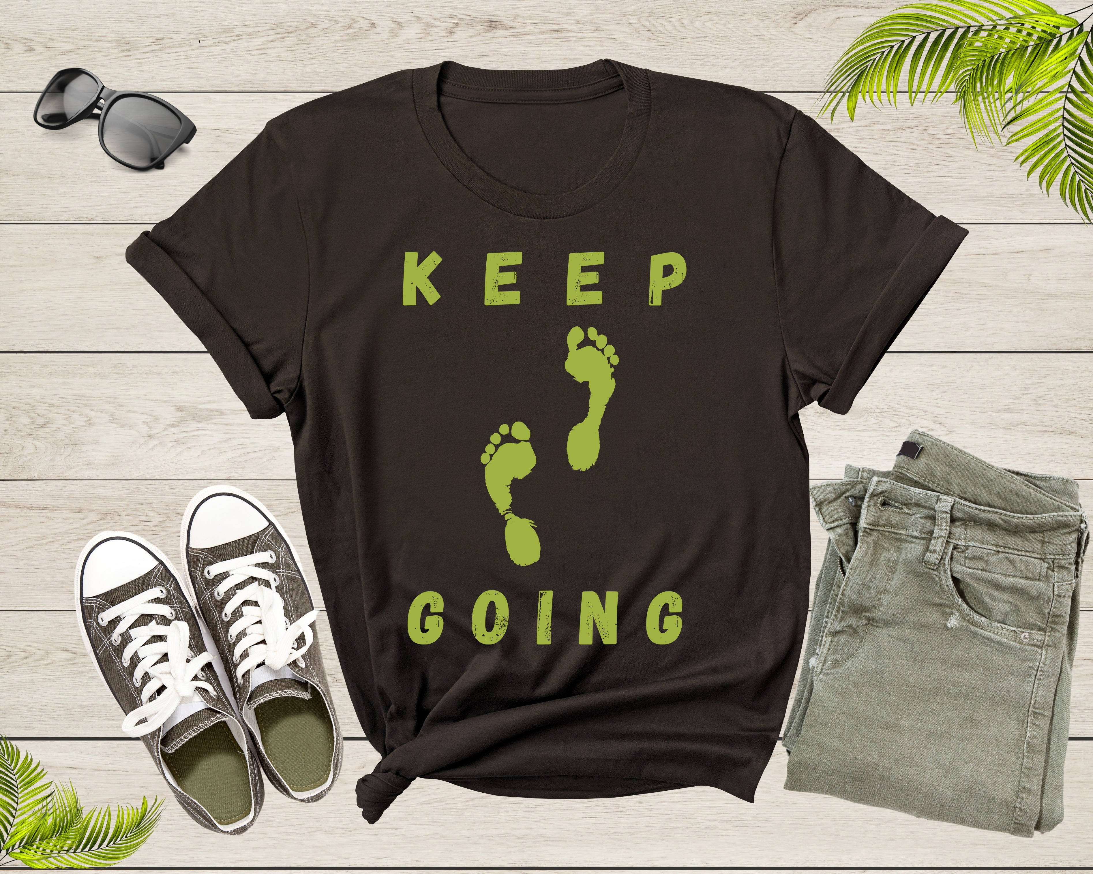 Cool Keep Going Motivational Quote Meme Walking Footprints T-Shirt ...