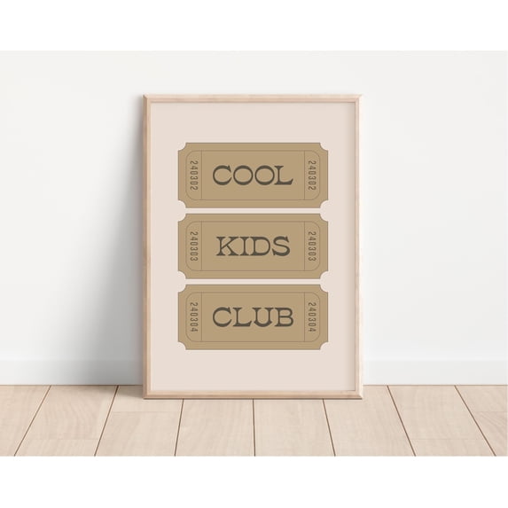 Cool Kids Club Print, Retro Ticket Wall Art, Unframed Paper Poster ...