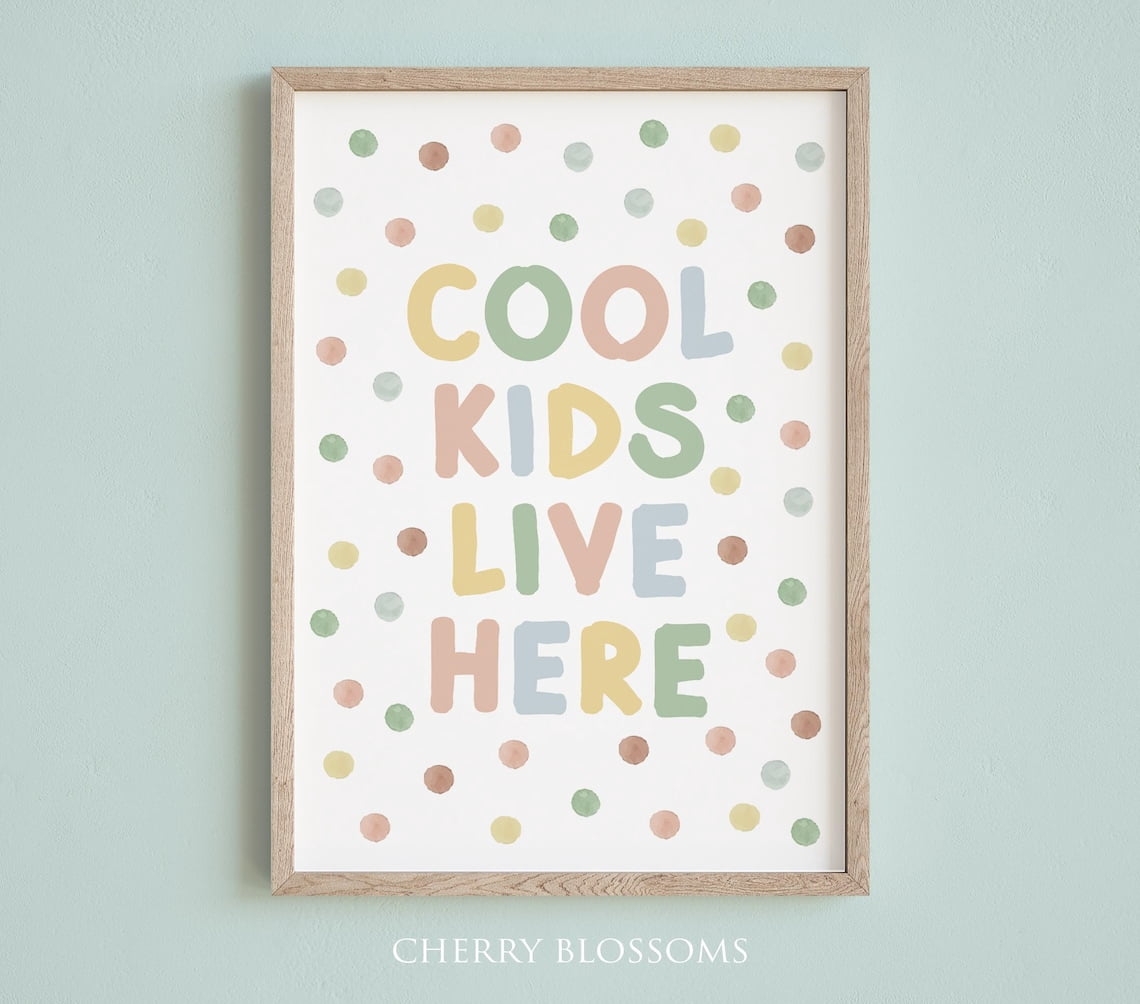 Cool Kids Live Here Poster, Minimalist Watercolor Kids Room Wall Decor ...