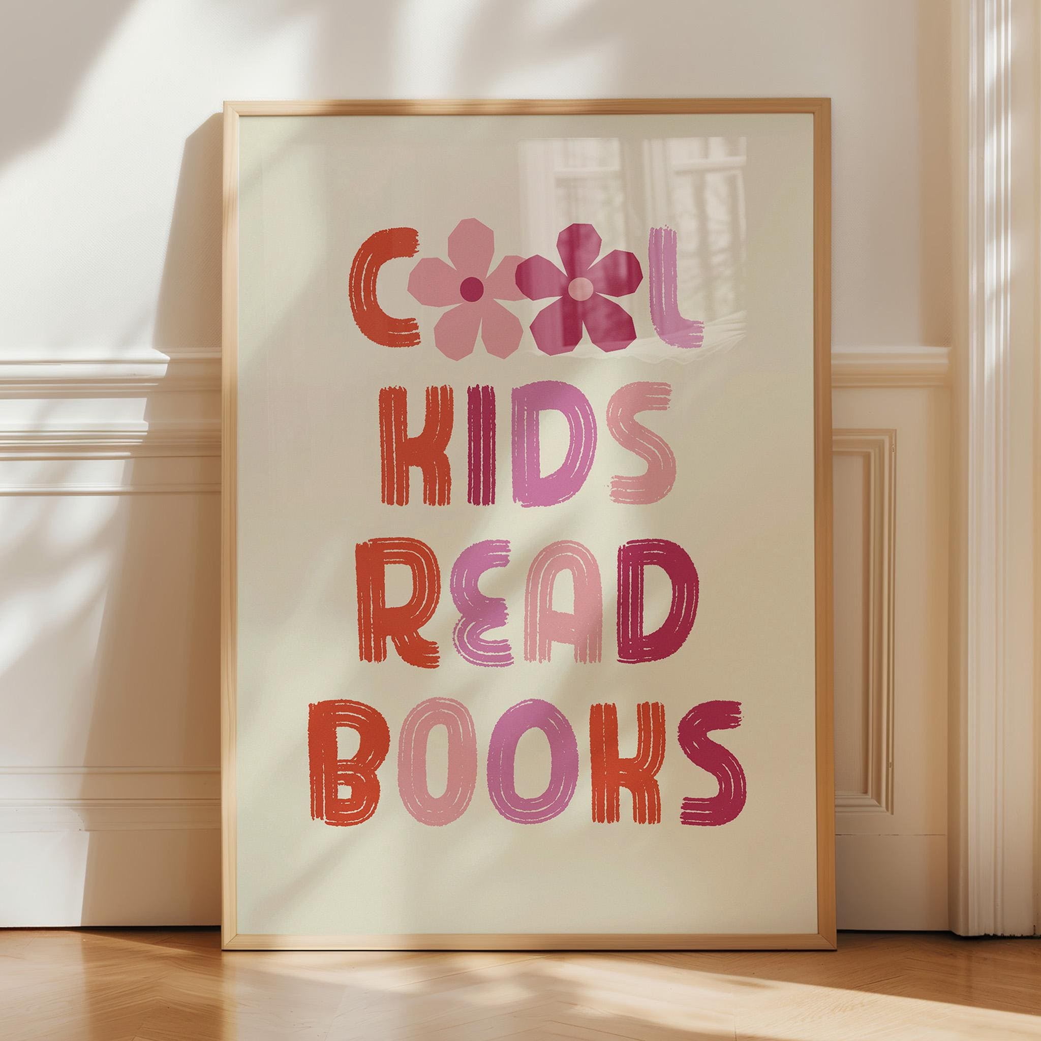 Cool Kids Read Books Poster Kids Book Wall Art Inspirational Classroom ...