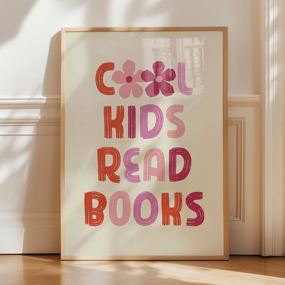 Cool Kids Read Books Poster Kids Book Wall Art Inspirational Classroom ...