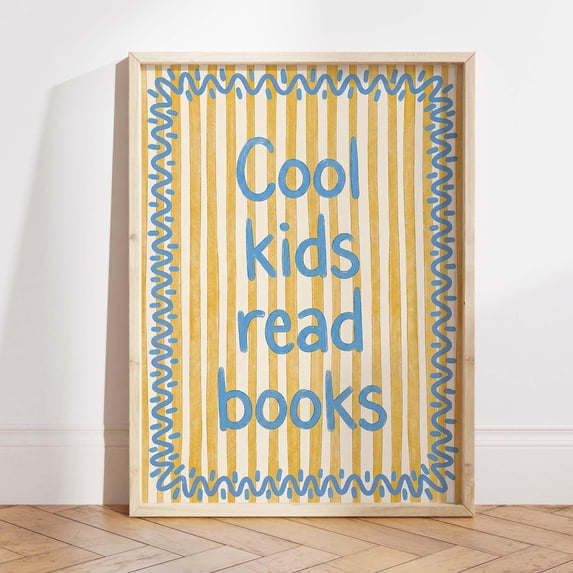Cool Kids Read Books Print, Kids Reading Poster, Nursery Wall Art Quote ...