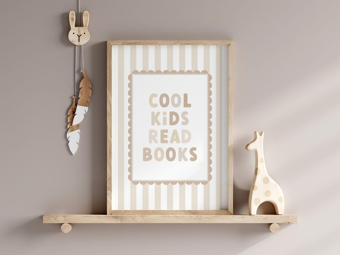 Cool Kids Read Books Print / Neutral Nursery Wall Art, Classroom Print ...