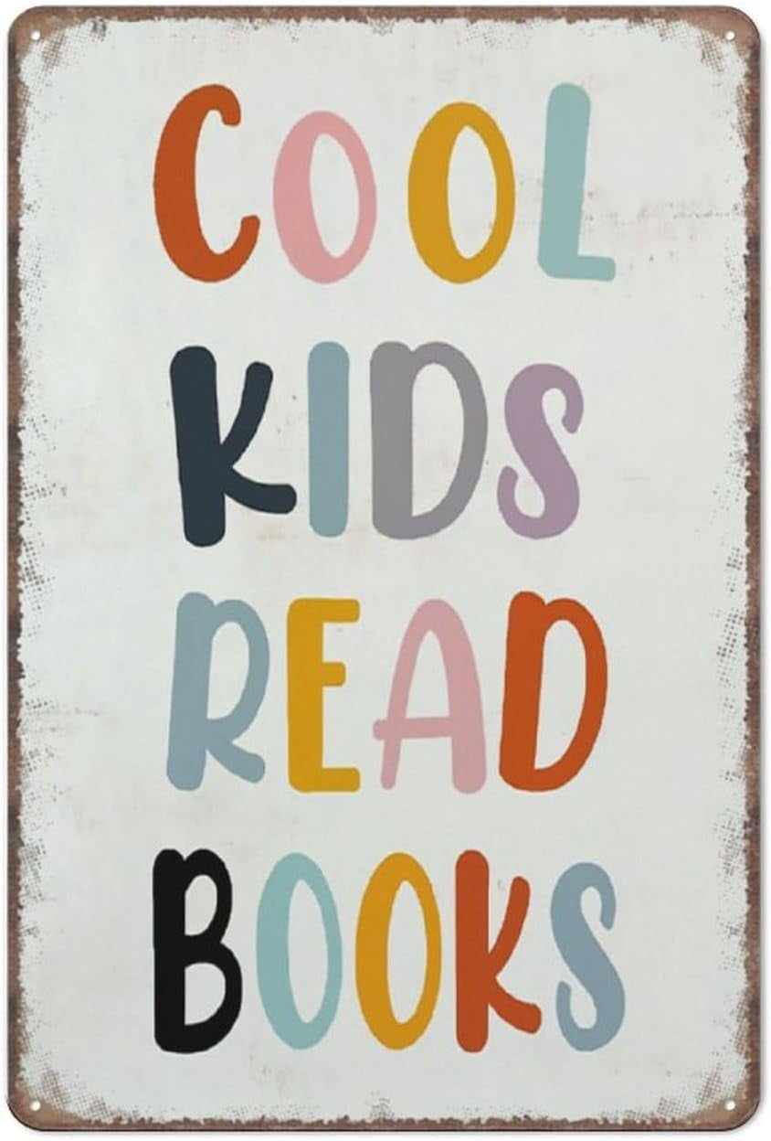 Cool Kids Read Books Tin Sign Decor Rustic Reading Tin Sign Decorations ...