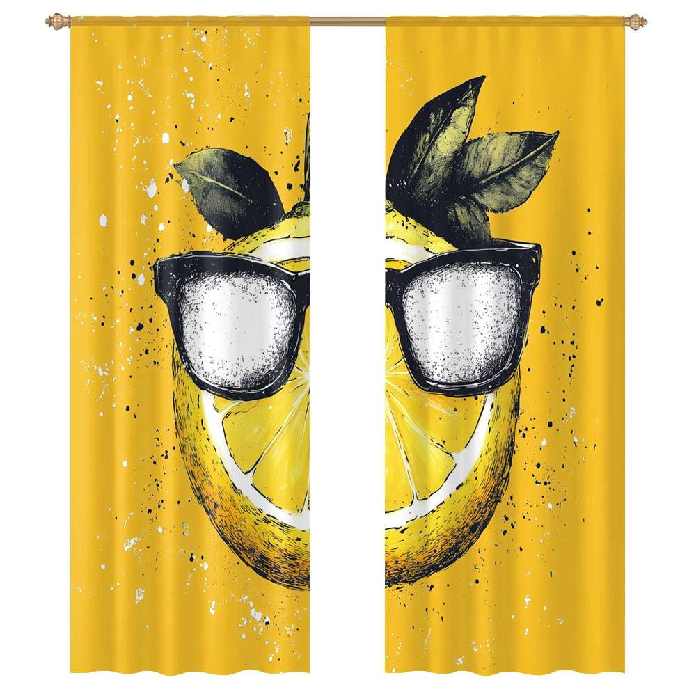 Cool Lemon With Sunglasses Sheer Voile Curtain Window Tulle Curtains ...