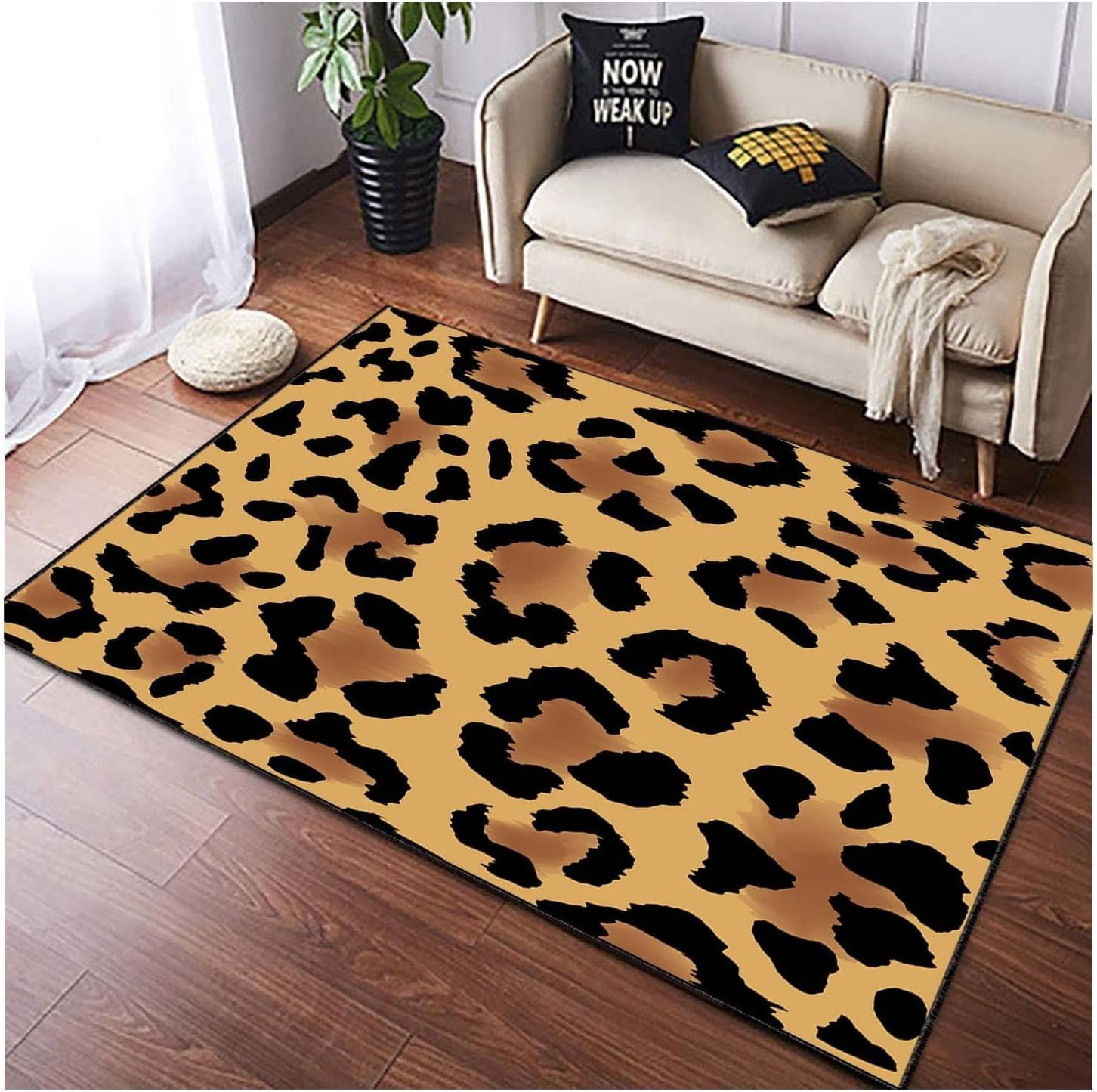 Cool Leopard Area Rug, Animal Texture Pattern Living Room Rugs ...