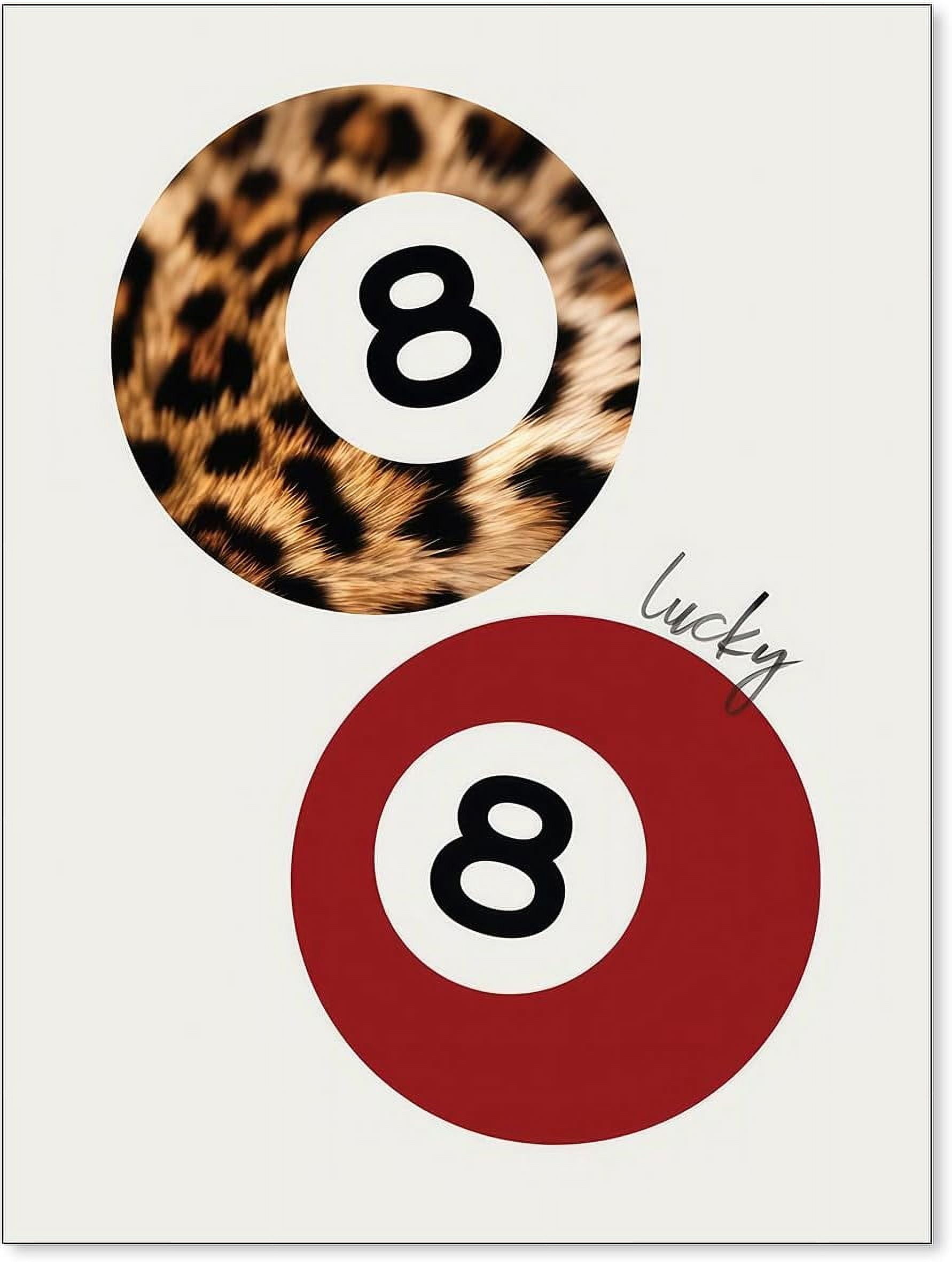 Cool Leopard Print 8 Pool Ball Posters Vintage Lucky You Girly Canvas ...