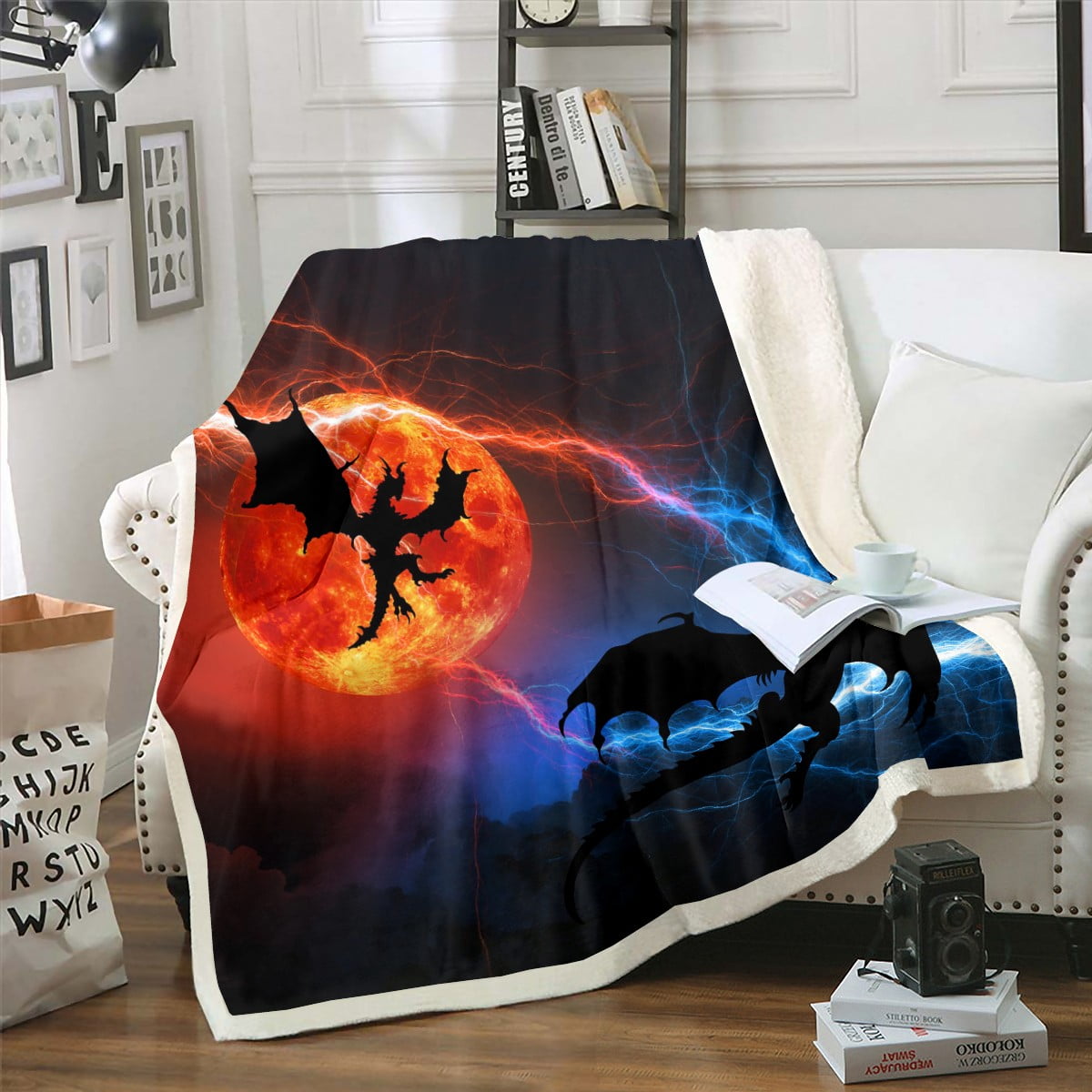 Cool Lightning 40"x50" Throw Blanket ,Gothic Dragon Fleece Blanket ...