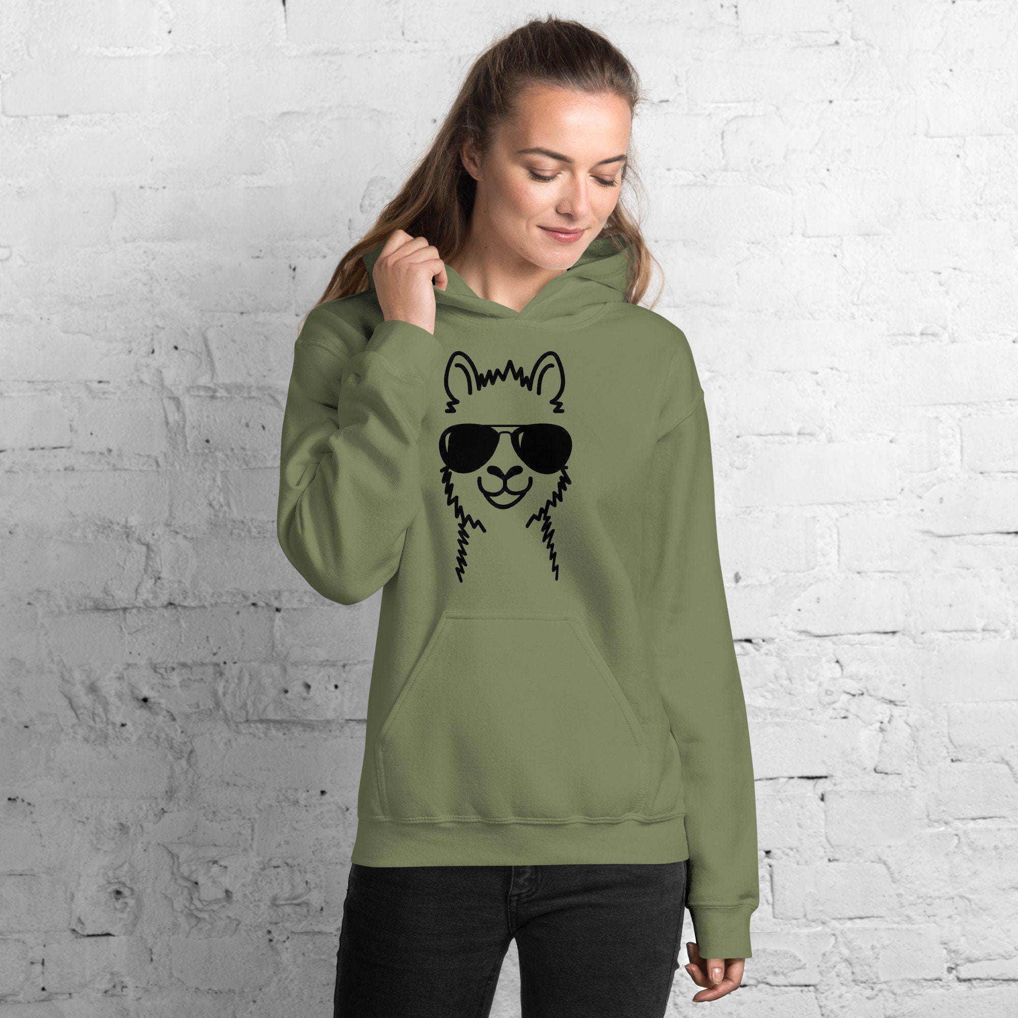 Cool Llama with Shades ,Animal sweater ,Cozy Sweatshirt Fall Hoodie ...