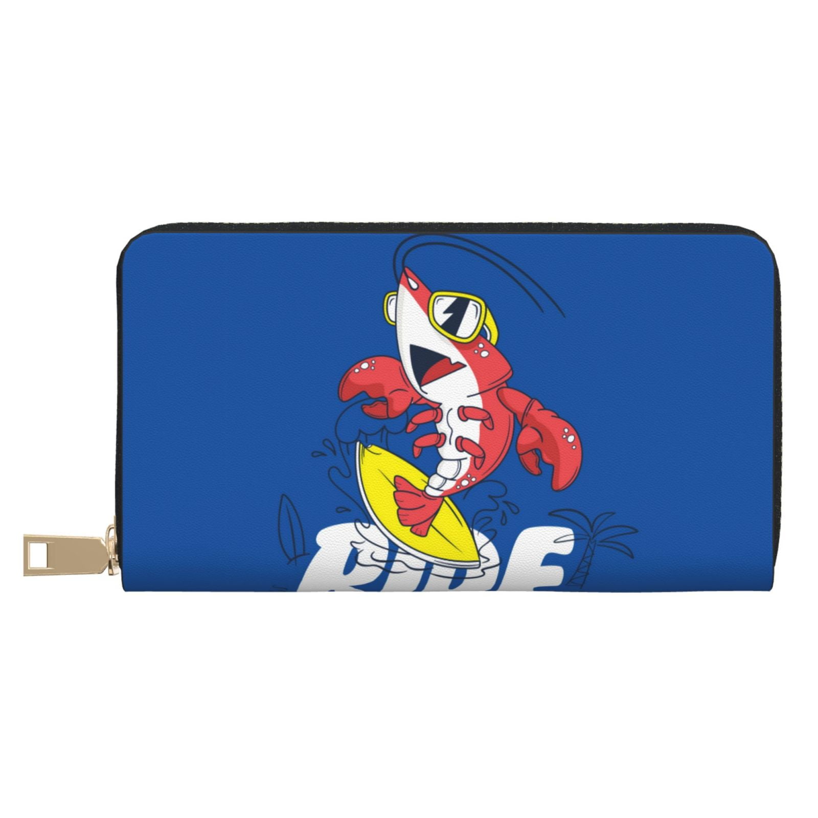 Cool Lobster Surfing Wallet Women, Leather Bifold Multi Card Wallet ...