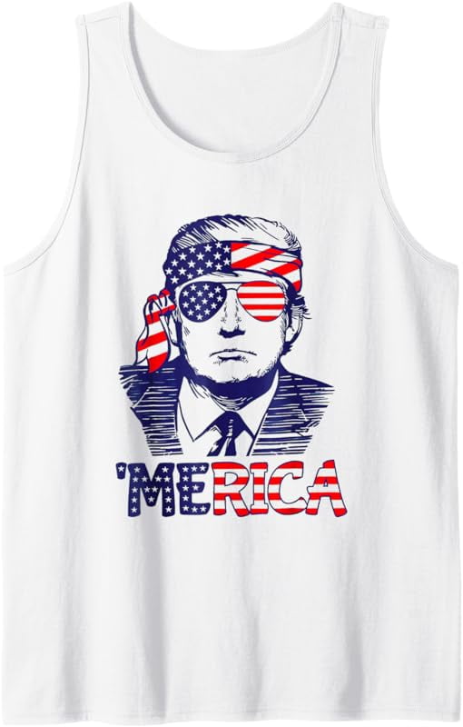 Cool 'MERICA TRUMP Happy 4th Of July Trump American Flag Tank Top ...