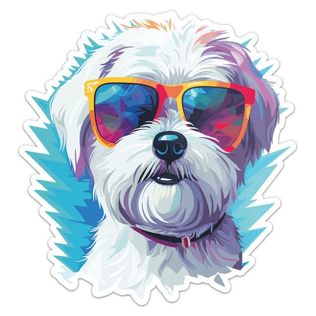 Cool Maltese Dog Sticker Phone Decal Water Bottle Stickers Car Decals ...