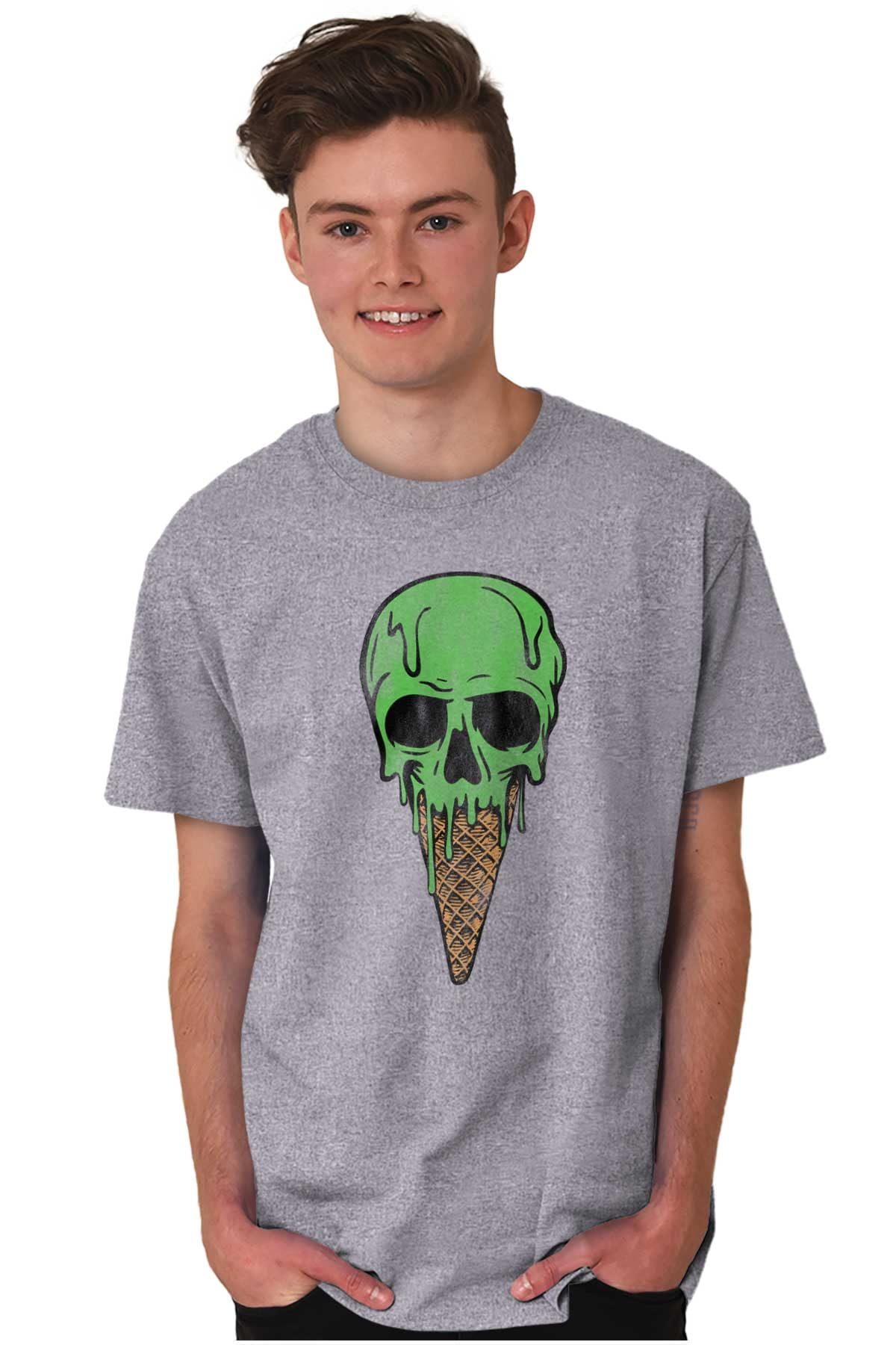 Cool Melting Skull Ice Cream Cone Men's Graphic T Shirt Tees Brisco ...