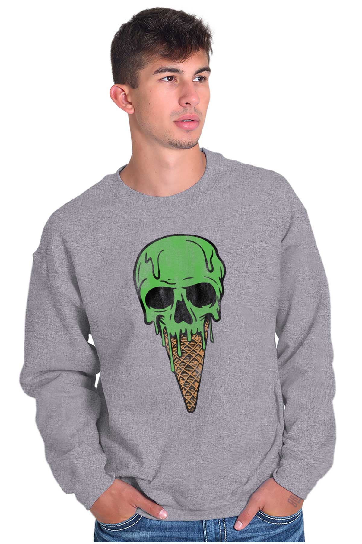 Cool Melting Skull Ice Cream Cone Sweatshirt for Men or Women Brisco ...