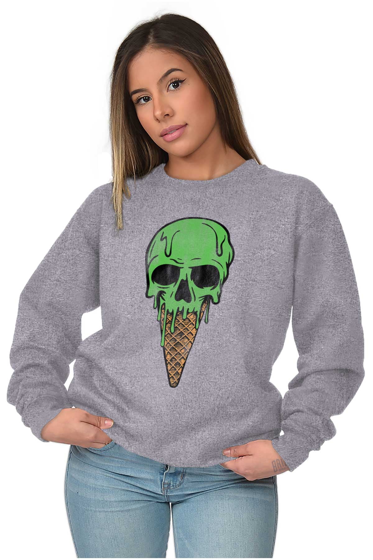 Cool Melting Skull Ice Cream Cone Sweatshirt for Men or Women Brisco ...