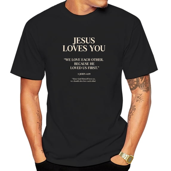 Cool Men Jesus Print T-Shirt Men's Breathable Short Sleeve Tee, Crew ...