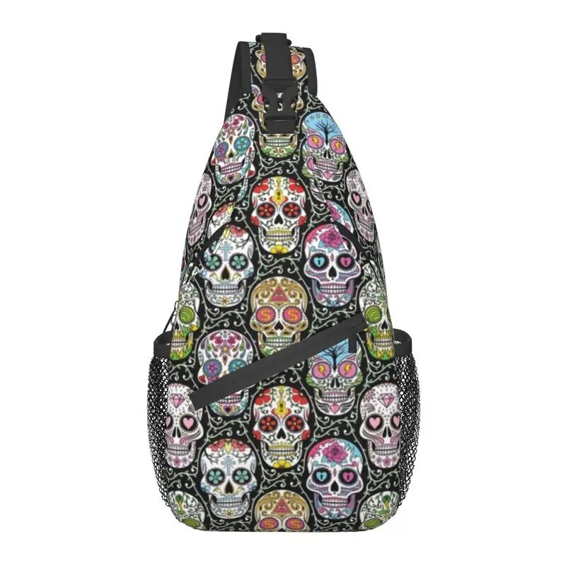 Cool Mexican Skull Pattern Sling Crossbody Backpack Men Day of The Dead ...