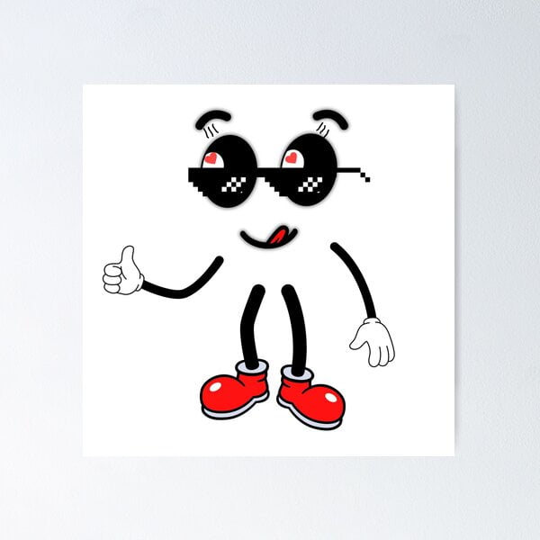Cool Minimalist Cartoon Face - Funny Aesthetic Meme Character Poster ...