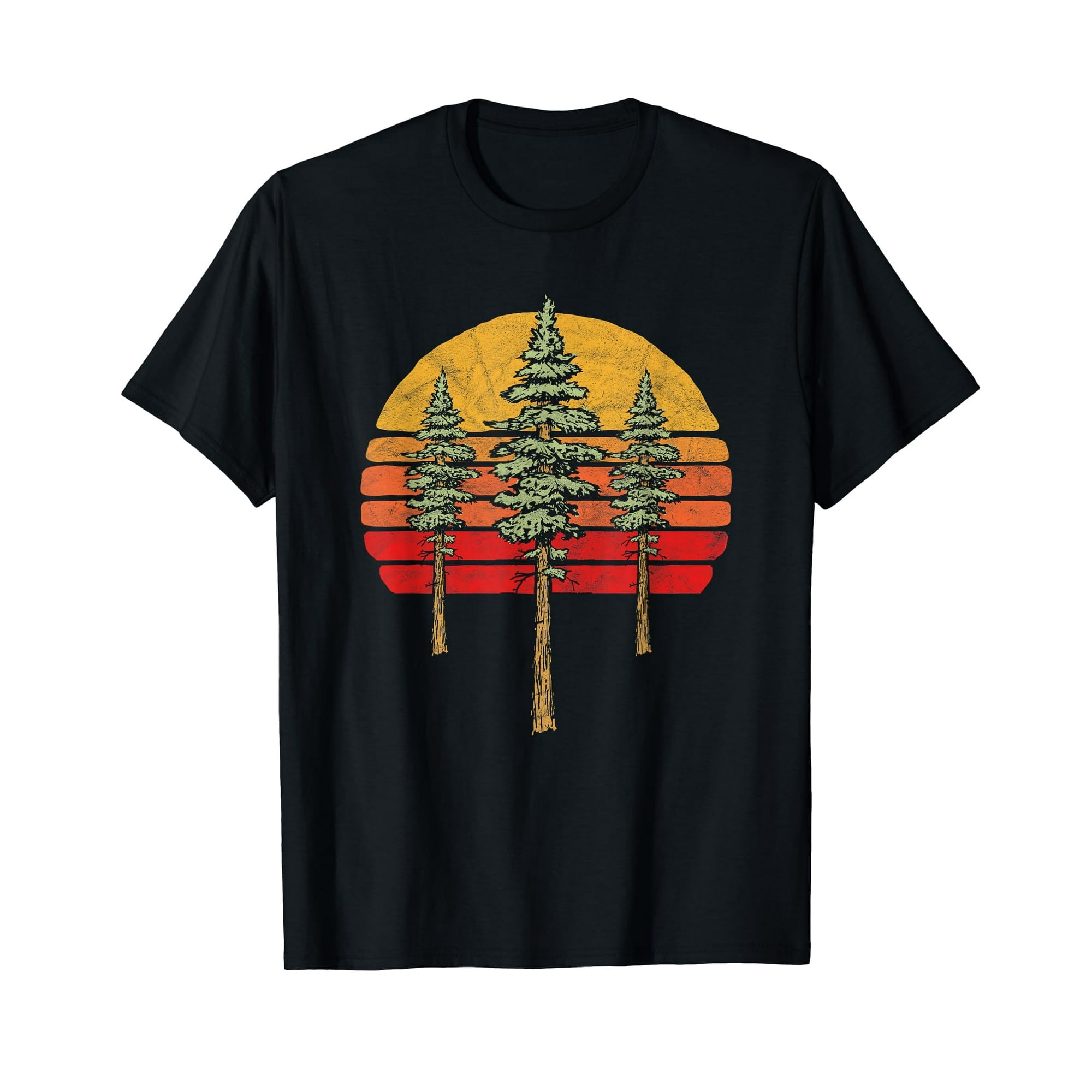 Cool Minimalist Redwoods Tree Design Retro Graphic Black T-Shirt Gift ...