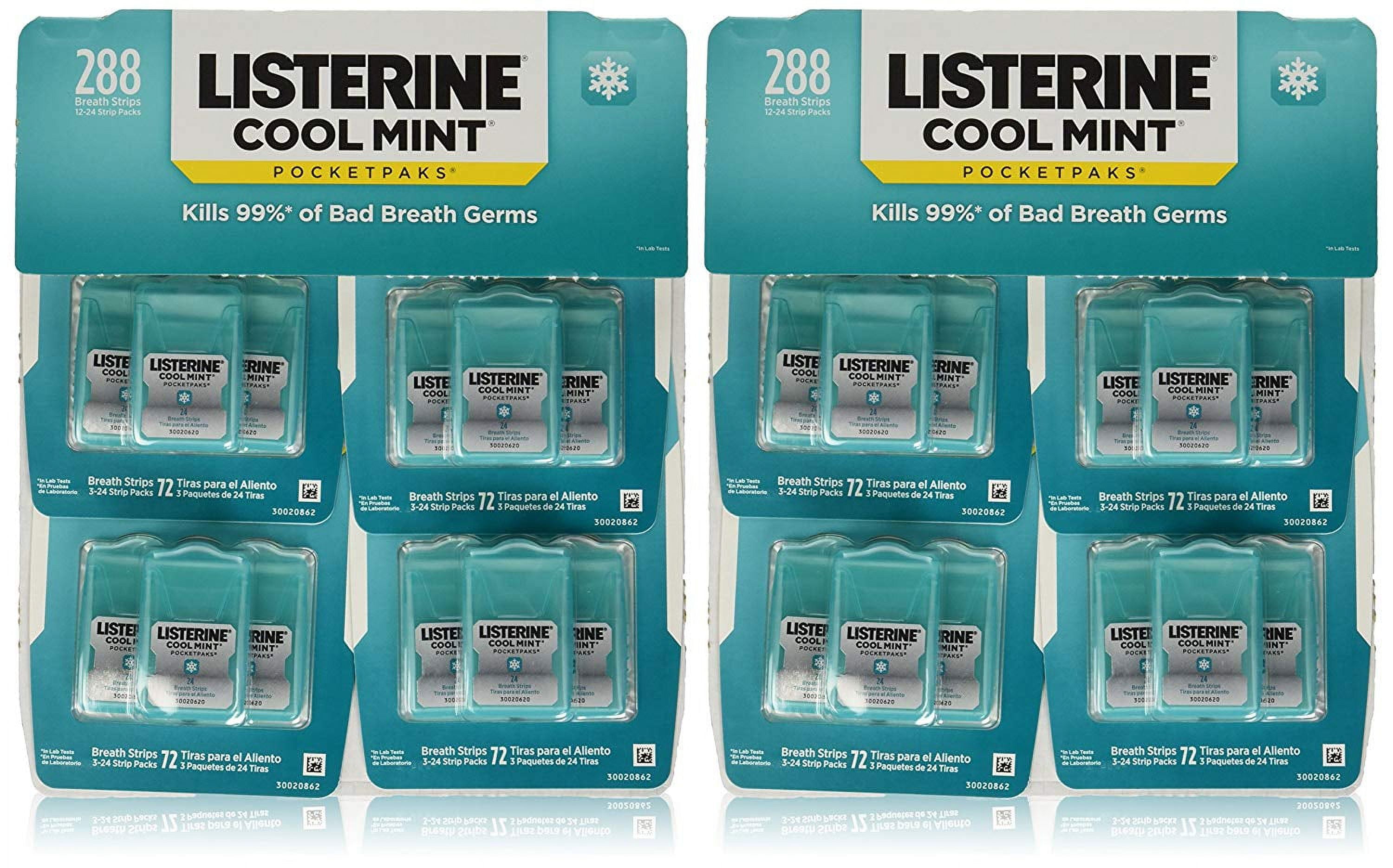 Listerine Cool Mint Pocketpacks Breath Strips, Travel Size, 288 Strips ...