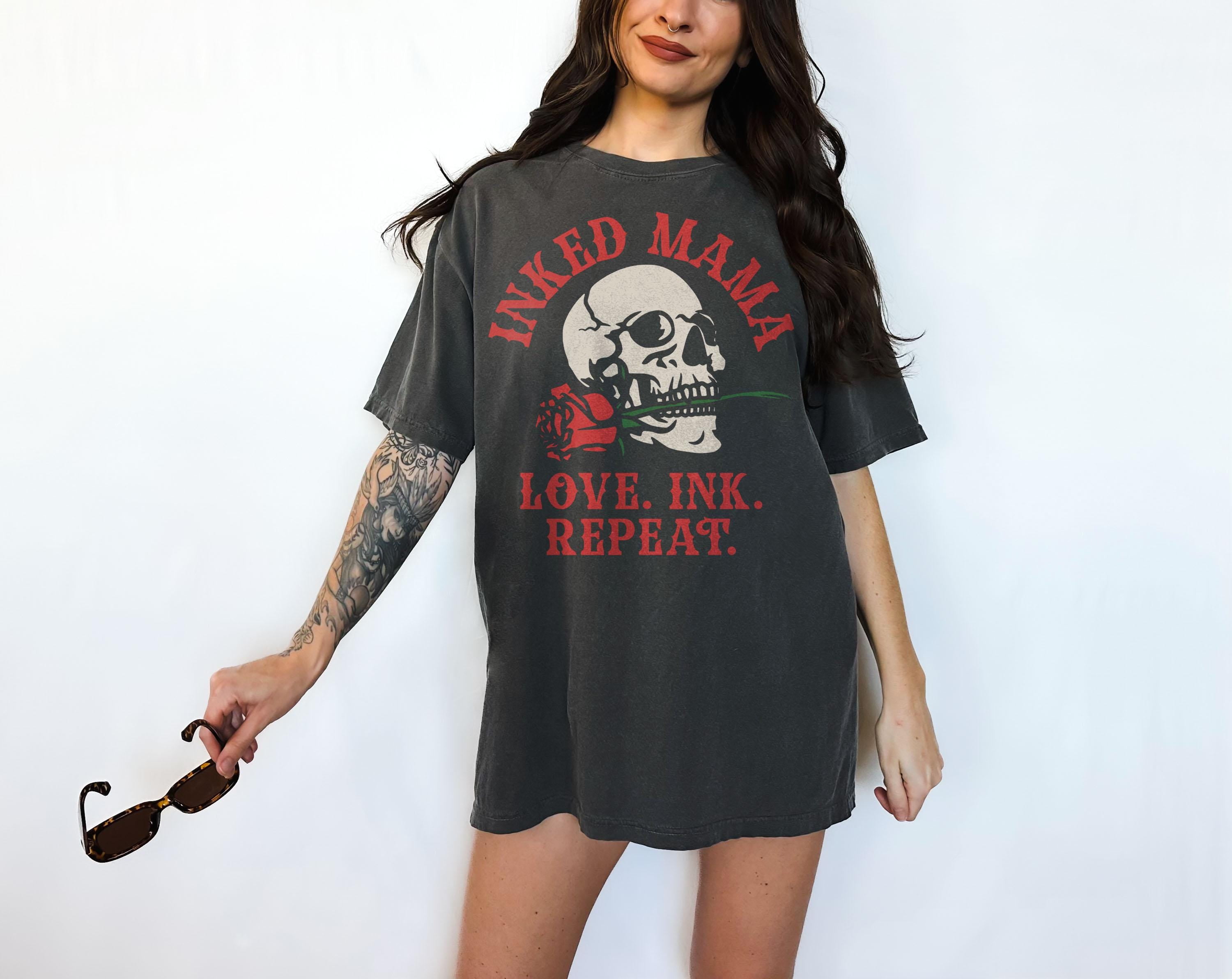 Cool Mom Shirt, Inked Mama Shirt, Tattoo Tshirt, Tattooed Mom, Rose T ...