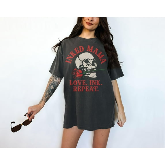 Cool Mom Shirt, Inked Mama Shirt, Tattoo Tshirt, Tattooed Mom, Rose T ...