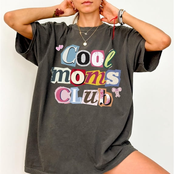 Cool Moms Club Shirt Retro Mom Ransom Letters Tee New Mom Gift Mothers ...