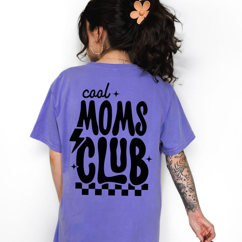 Cool Moms Club Tee – Trendy Retro Checkered Oversized Mom Shirt, Edgy ...
