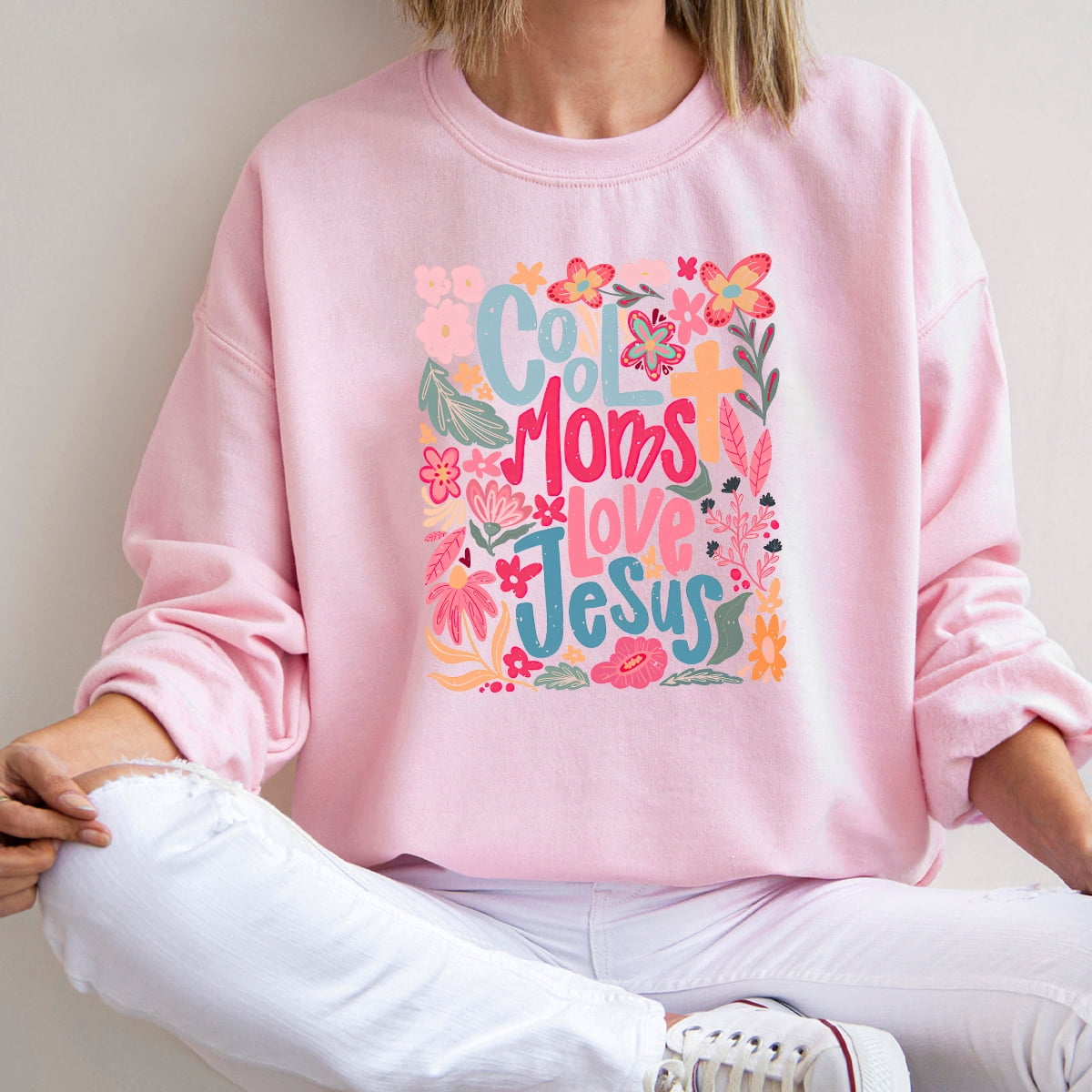 Cool Moms Love Jesus Sweatshirt – Funny Christian Crewneck for Women ...