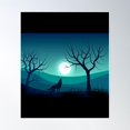 Cool Moon Wolf Trees And Mountains Art Poster Wall Art Modern Wall ...