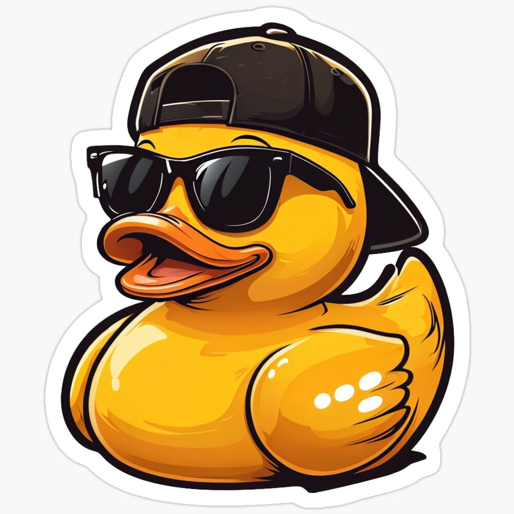 Cool Mother Quacker - Rubber Duck With Glasses And Hat Sticker Phone ...