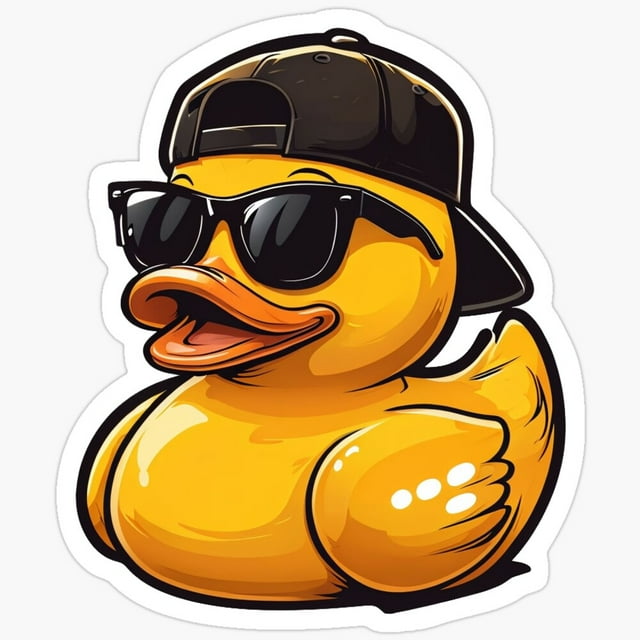 Cool Mother Quacker - Rubber Duck With Glasses And Hat Sticker Phone ...