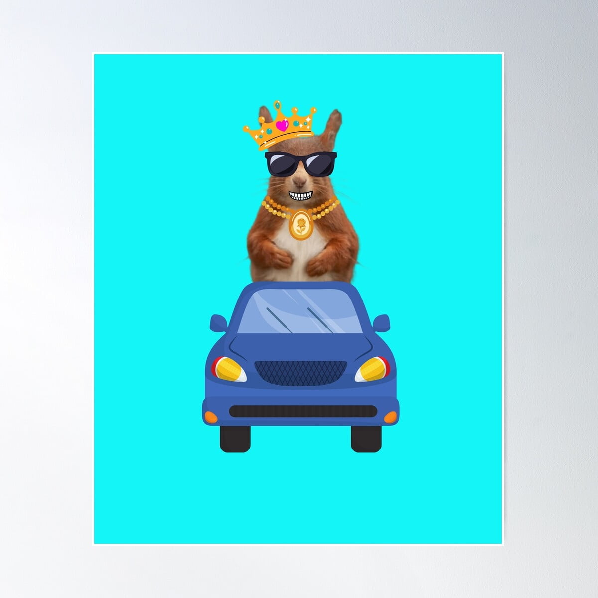 Cool Motor Driving Gangsta Squirrel Dude Poster Wall Art, Modern Wall ...