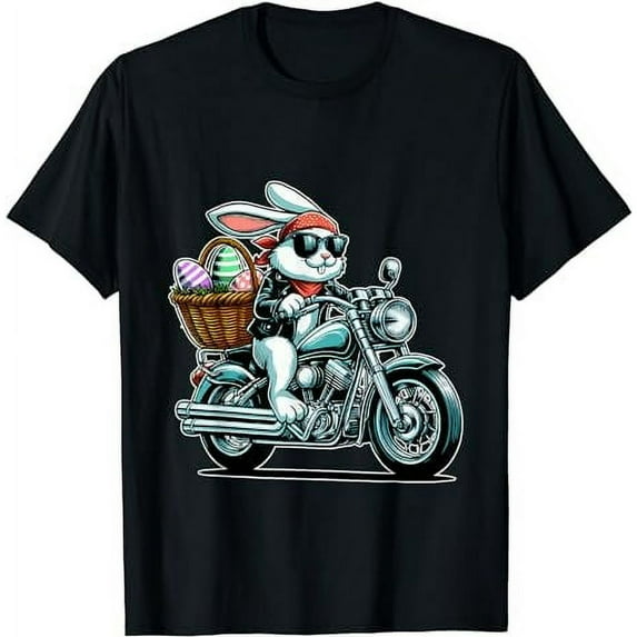 Cool Motorcycle Biker Bunny Easter Eggs Gift Unisex Short Sleeve ...