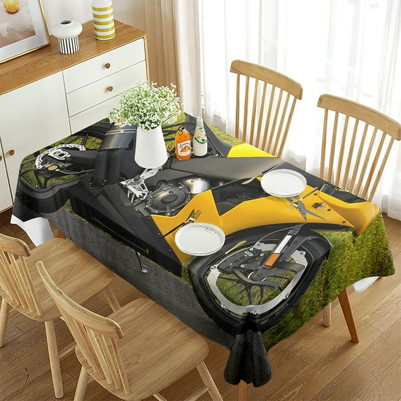 Cool Motorcycle Tablecloth Mountain Motorcycle Home r for Rectangular ...