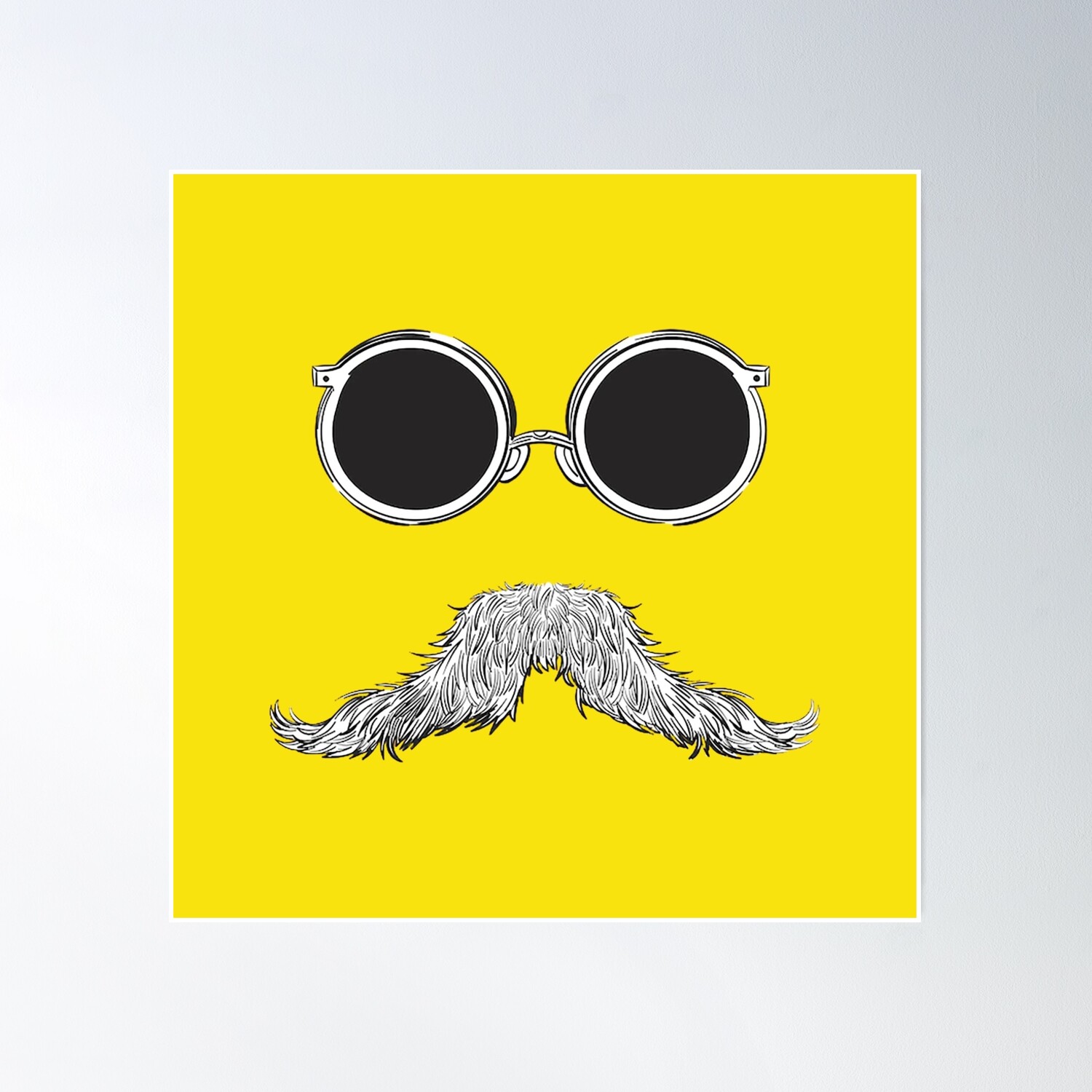 Cool Moustache With Glasses Poster Wall Art, Modern Wall Decor, 16x16 ...