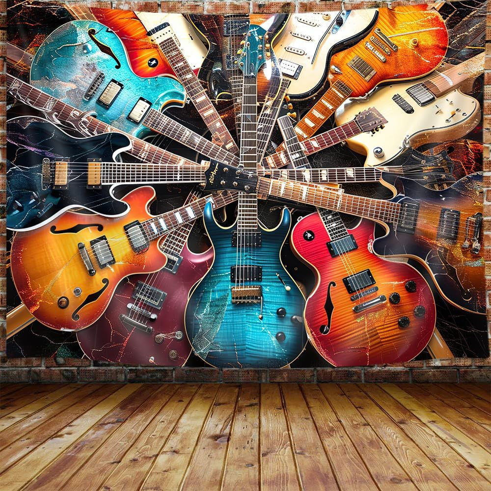 Cool Music Guitar Themed Tapestry Gifts, Rock and Roll Musical Tapestry ...