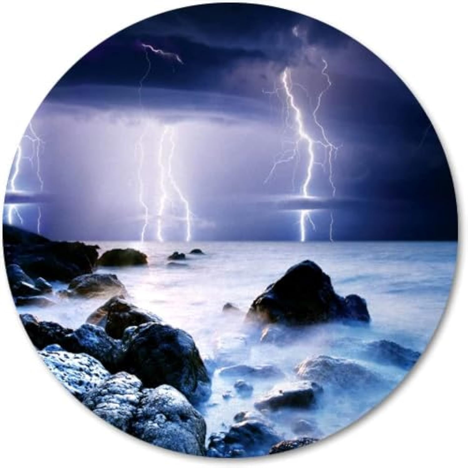 Cool Nature Lightning Round Mouse Pad, Summer Storm Bolts Over The ...
