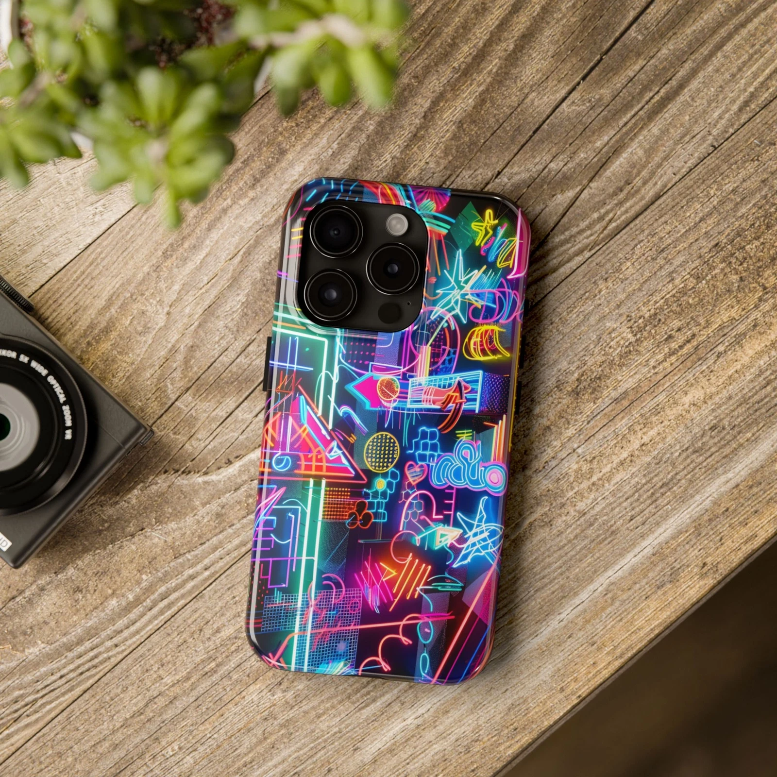 Cool Neon Shapes Themed Phone Case for Apple iPhone 11, 12, 13, 14, 15 ...