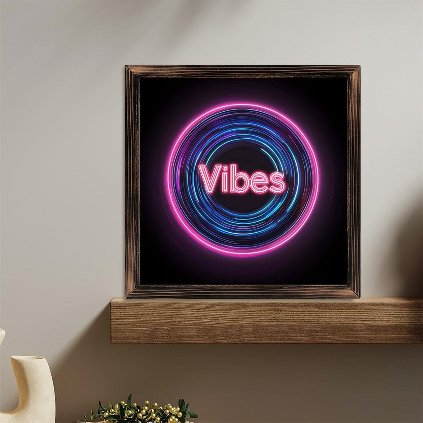 Cool Neon Vibes Art Wooden Sign Wall Plaque - Vintage Art Decoration ...