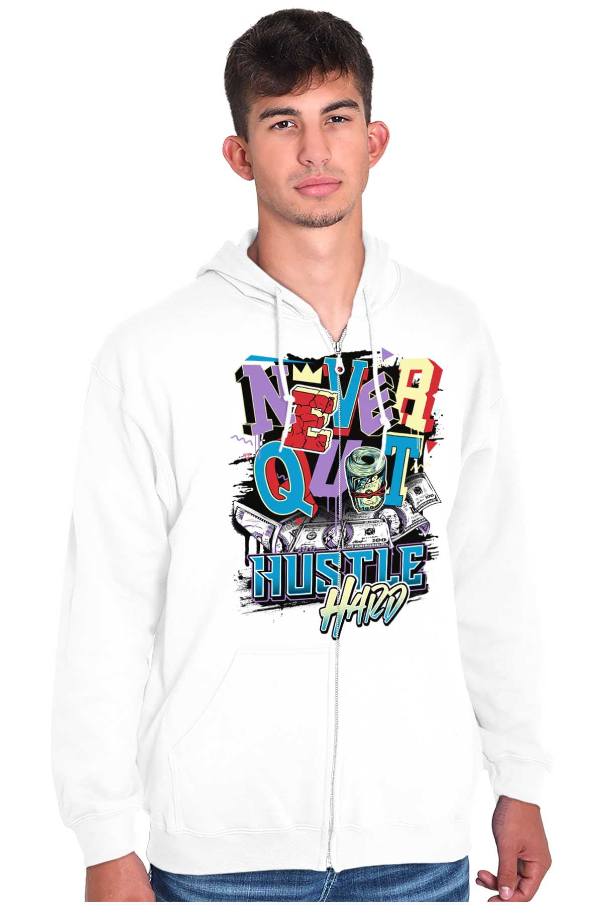 Cool Never Quite Hustle Hard Graffiti Zip Up Hoodie Men's Women's ...