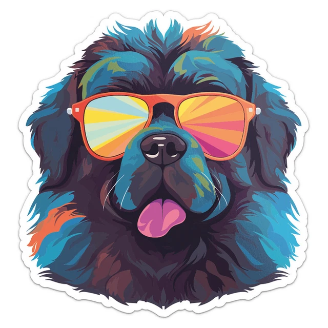 Cool Newfoundland Dog Sticker Phone Decal Water Bottle Stickers Car ...