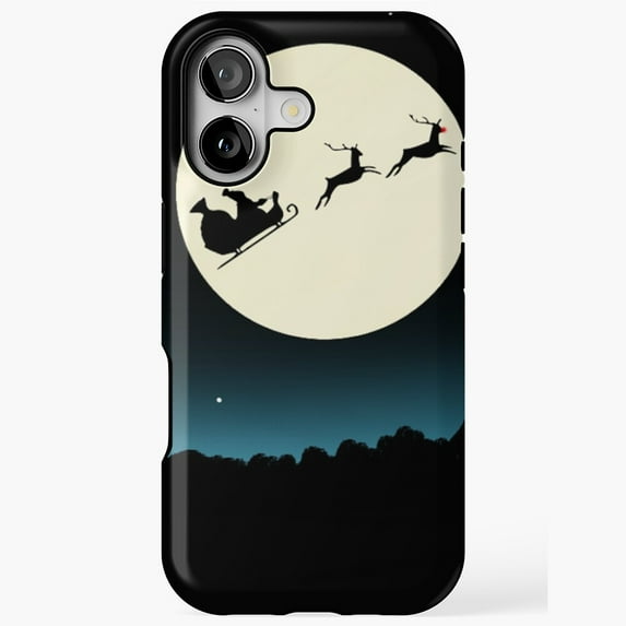 Cool Night Sky with Sleigh and Reindeer Holiday Silhouette iPhone Case ...